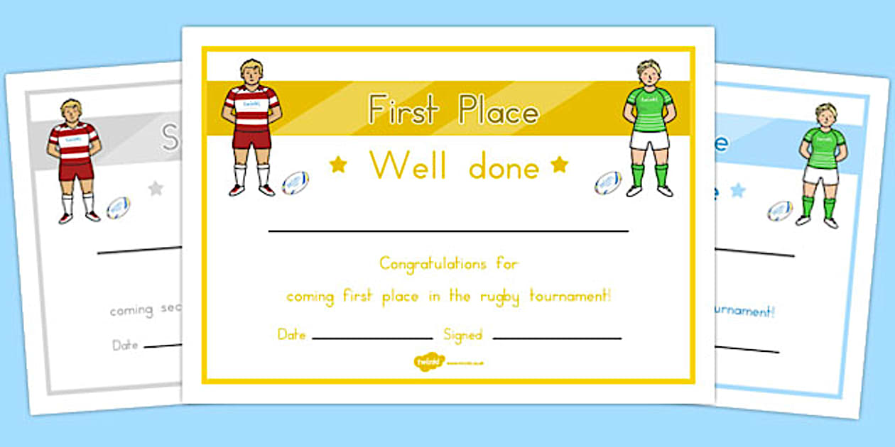 Editable Rugby Tournament Certificates - Twinkl