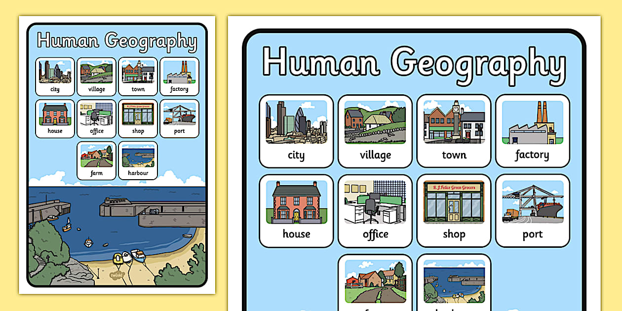 Human Geography Word Grid (teacher made) - Twinkl