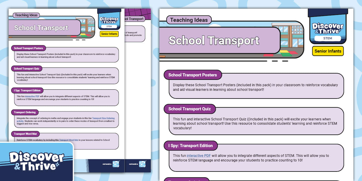 STEM (Nature of STEM) School Transport Teaching Ideas