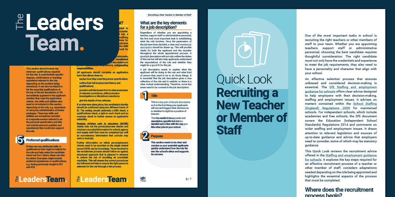 Recruitment of Staff: Quick Look Review