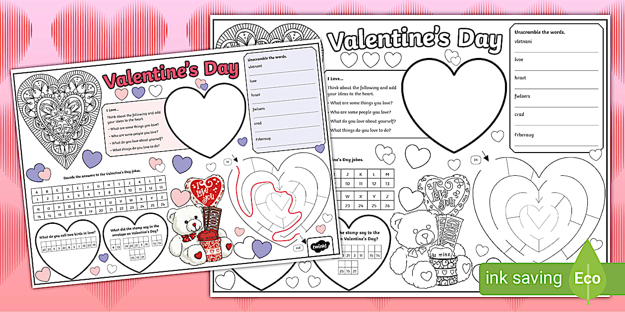 Valentine's Day Activity Mat Years 3-4 (teacher made)