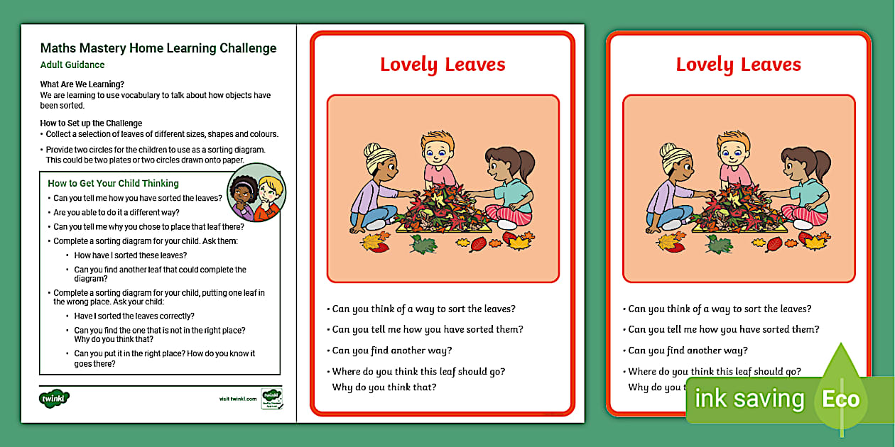 👉 Maths Mastery Sorting Home Learning Challenge: Lovely Leaves 👉 Maths Mastery Sorting Home Learning Challenge: Lovely Leaves