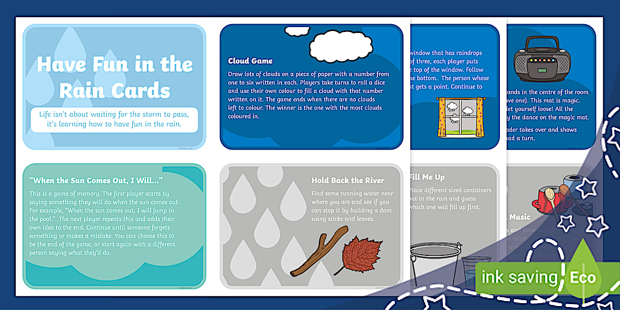 Have Fun in the Rain Activity Cards (teacher made) - Twinkl
