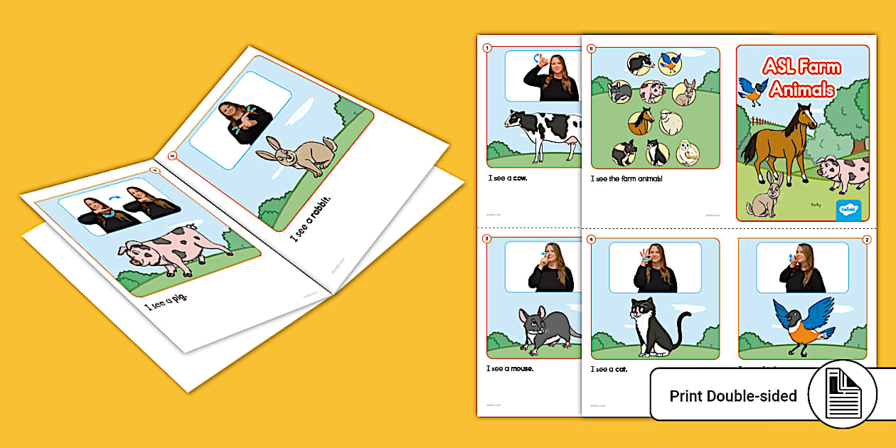 ASL Farm Animals Emergent Reader (teacher made) - Twinkl