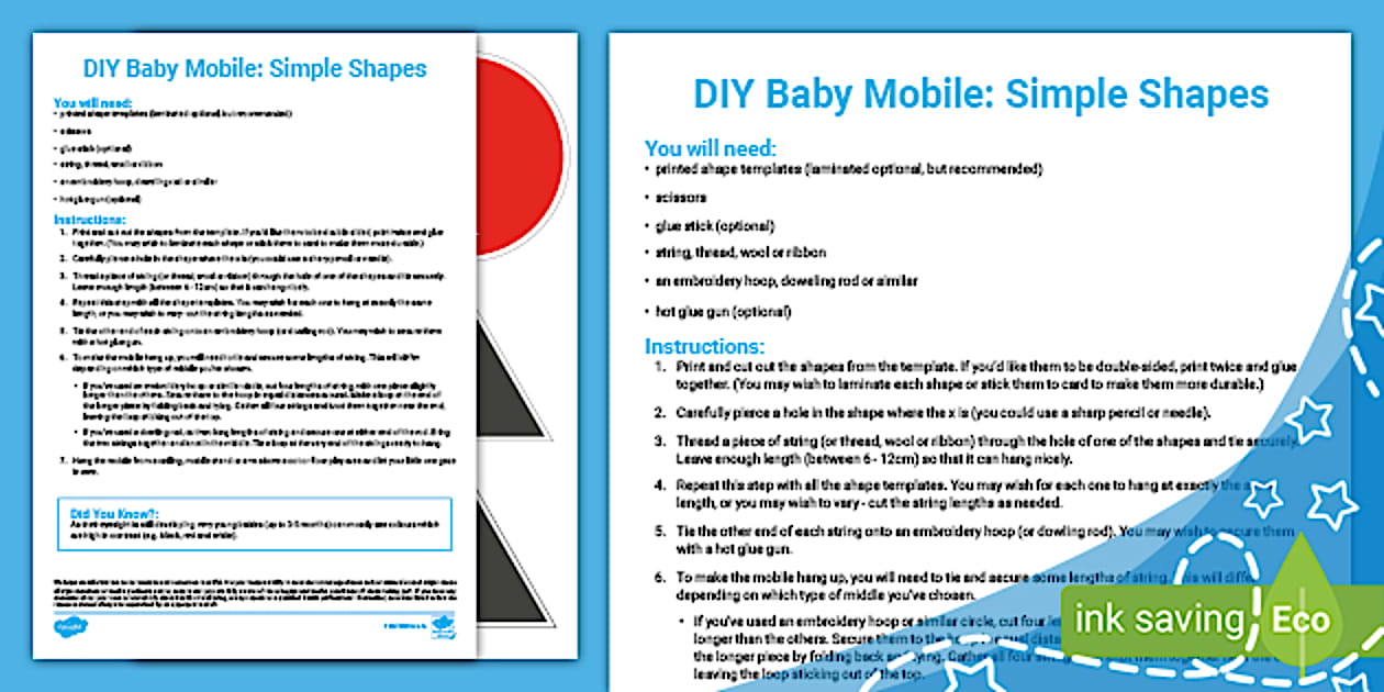 DIY Baby Mobile Craft Instructions Simple Shapes - Twinkl