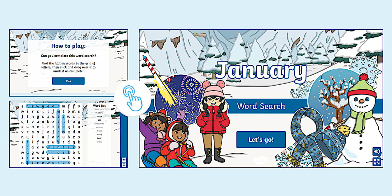 January Interactive Word Search (teacher made) - Twinkl