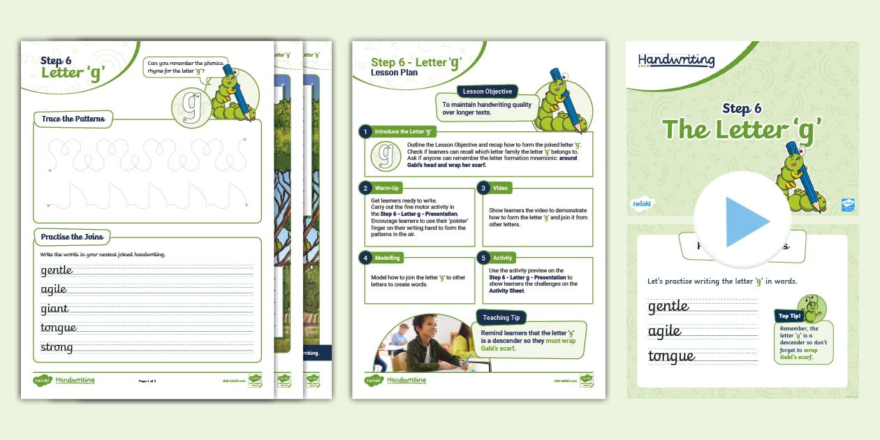 Step 6 Joined Handwriting Letter ‘g' Pack (teacher made)