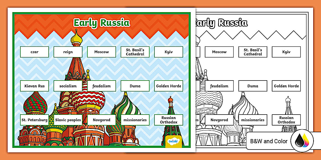 Early Russia Vocabulary Mat for 6th-8th Grade (teacher made)