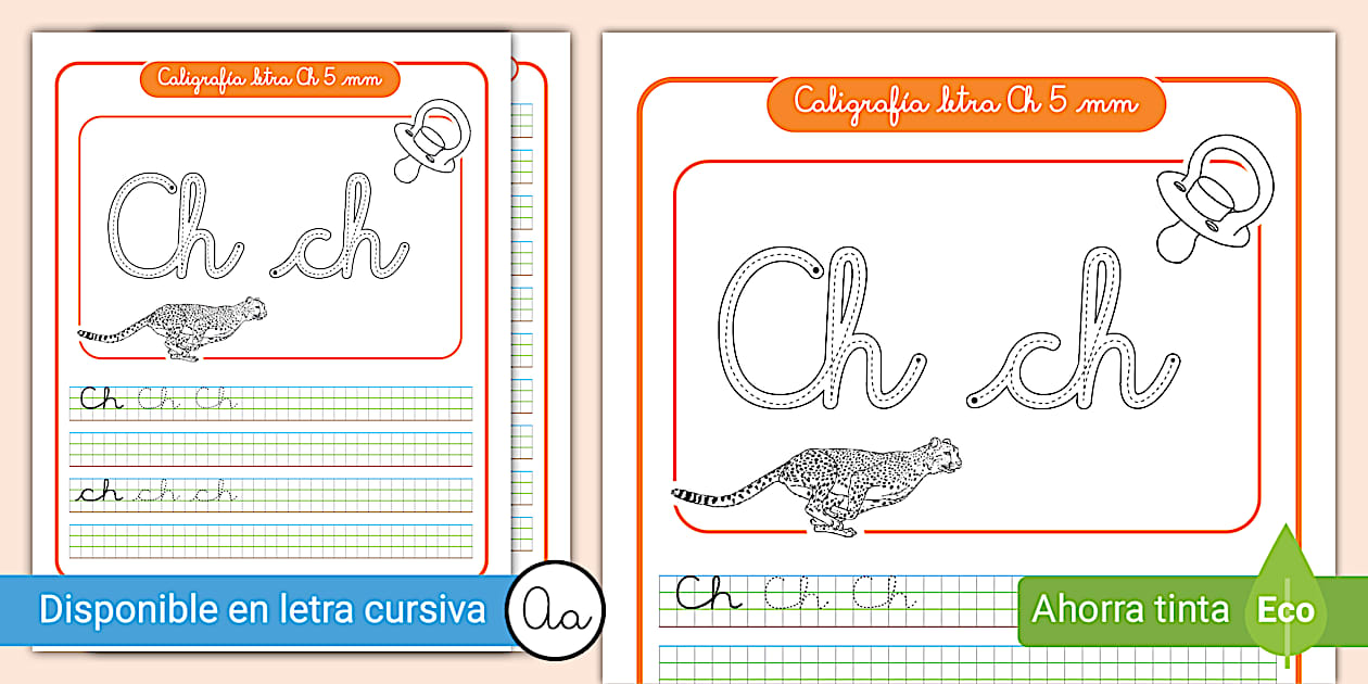 Hoja de Trabajo: Caligrafía 5mm Letra Ch - Twinkl