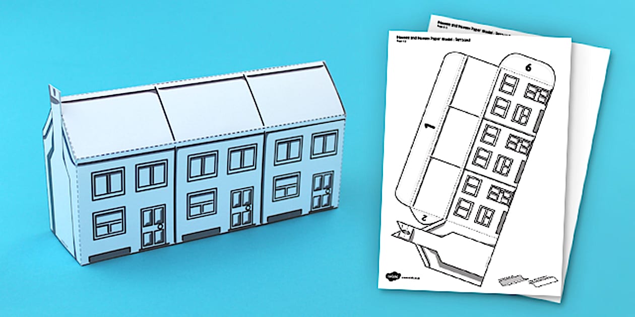 Houses and Homes Terraced Houses Paper Model - Twinkl