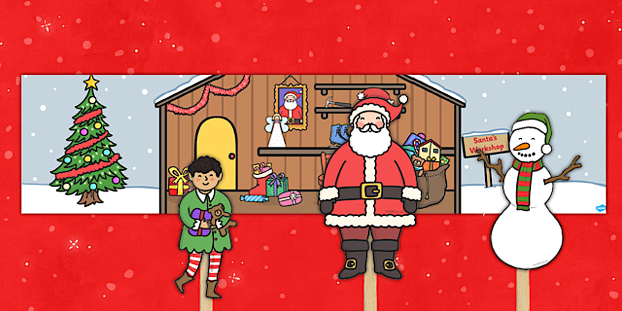 Black and White Santa's Workshop Small World Pack - Twinkl