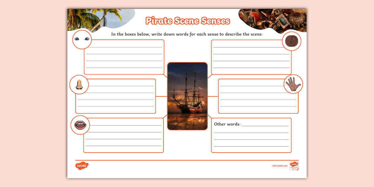 Pirate Senses Mind Map (professor feito) - Twinkl