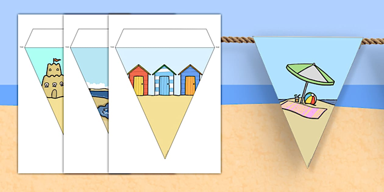 Seaside Display Bunting (No Text) (teacher made) - Twinkl
