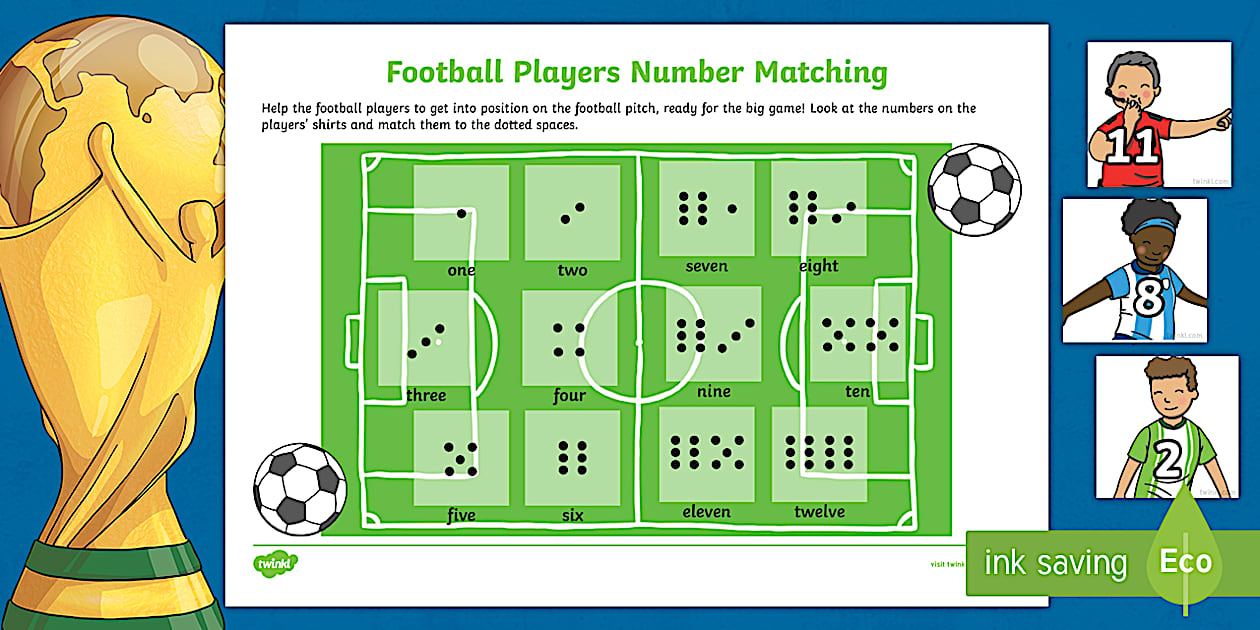 Editable Football Players Number Matching Activity - Twinkl