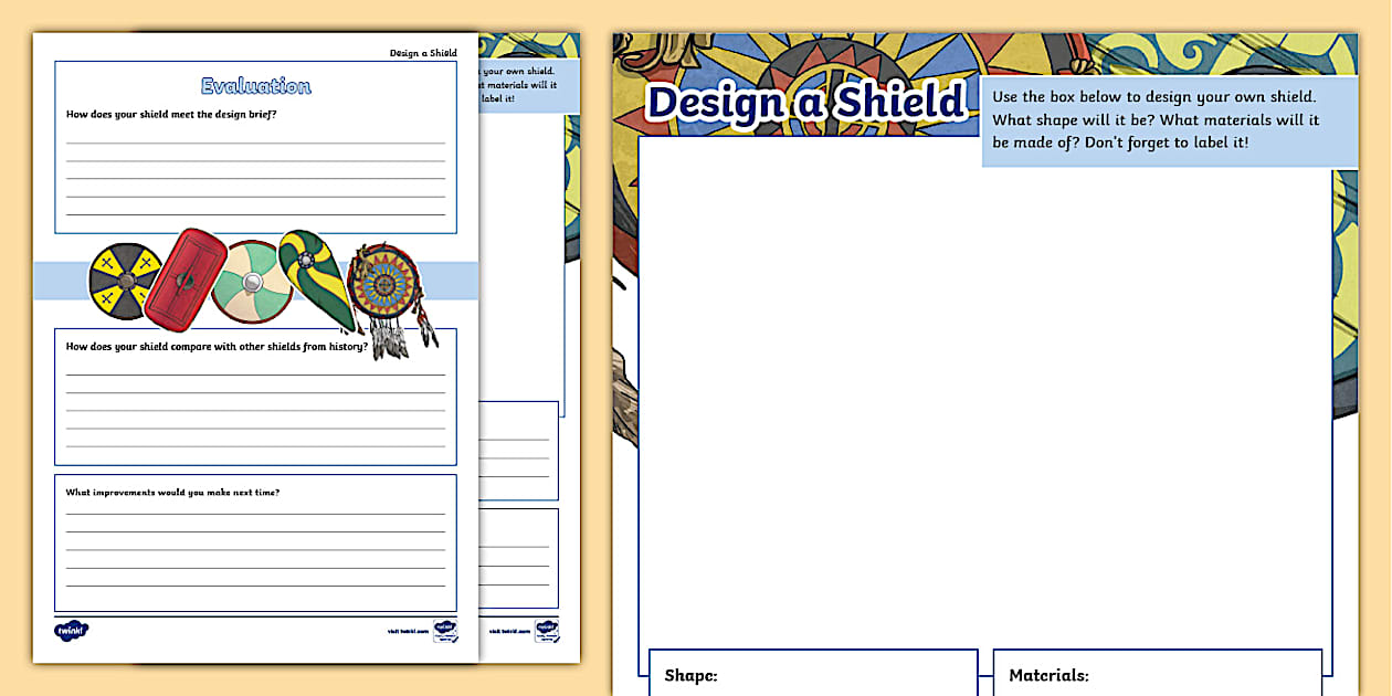 Design a Shield Worksheet (Teacher-Made) - Twinkl