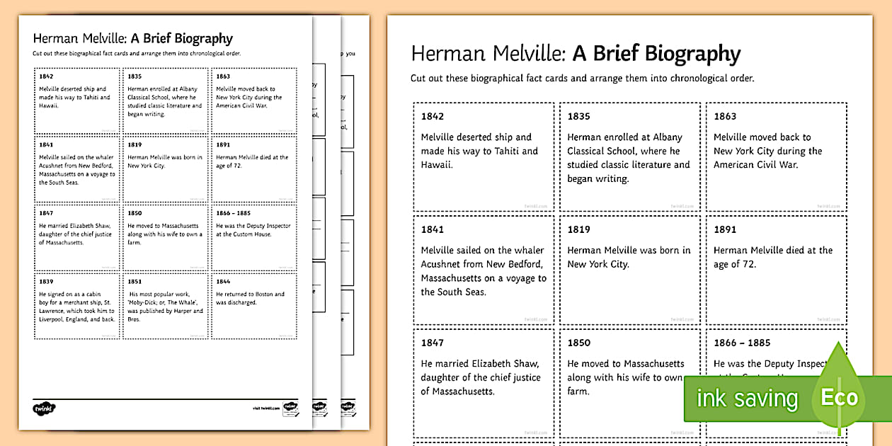 GCSE Herman Melville: A Biography Differentiated Worksheet / Worksheets
