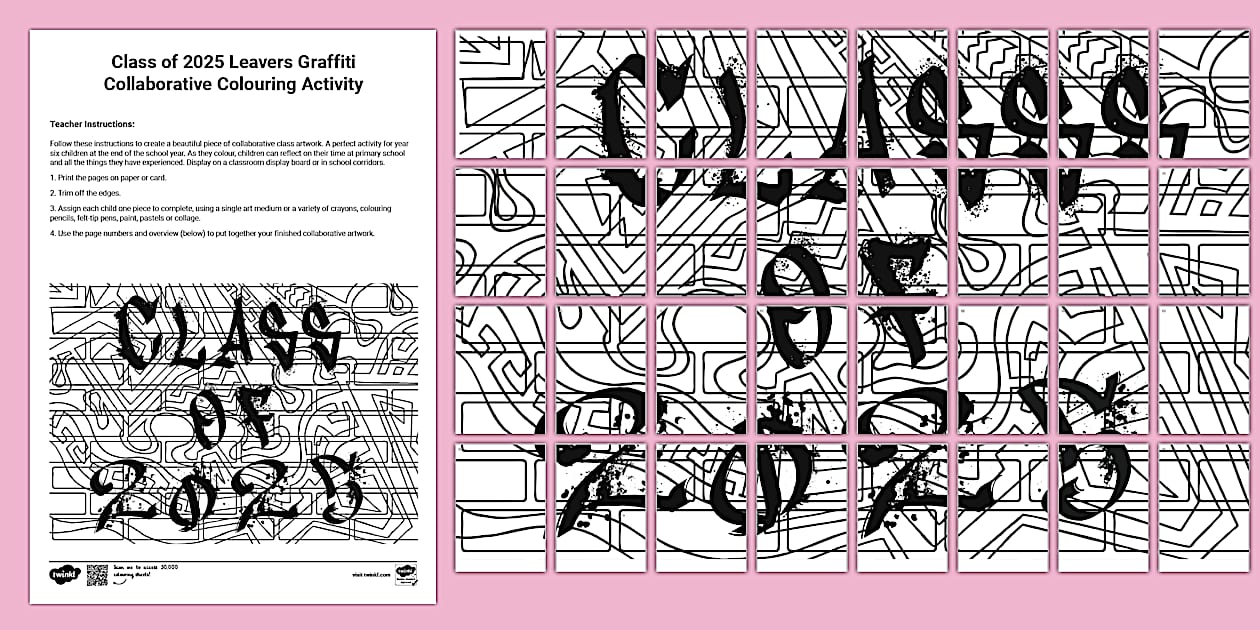 Class of 2025 Leavers Graffiti Collaborative Colouring Activity