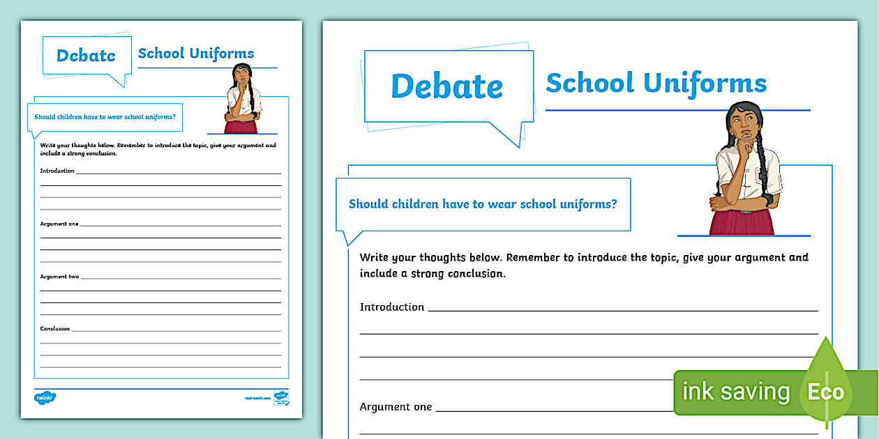 School Uniform Debate Writing Frame (Teacher-Made) - Twinkl