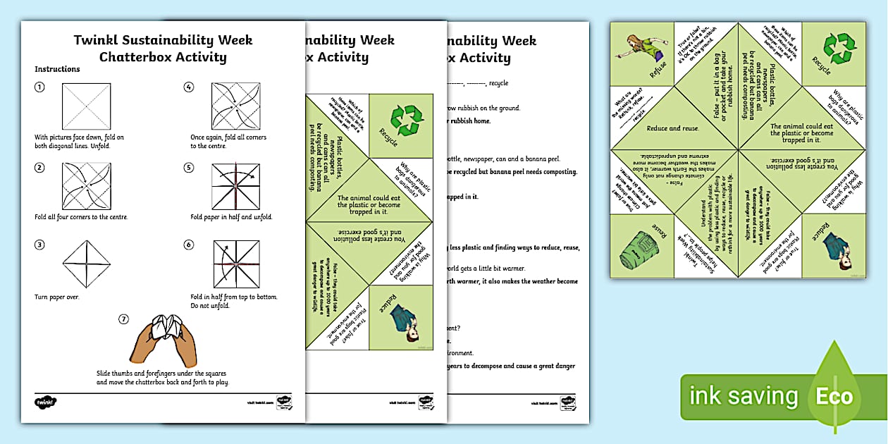 Twinkl Sustainability Week Chatterbox Fortune Teller
