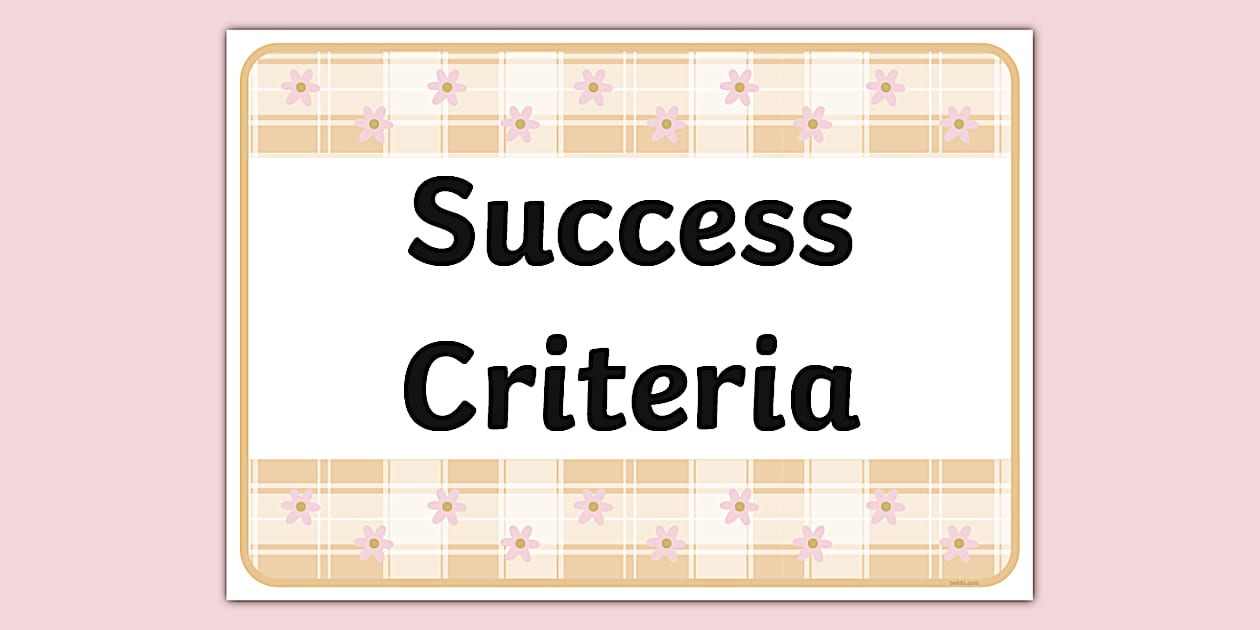 Checkered Charm-Themed Success Criteria Display Poster