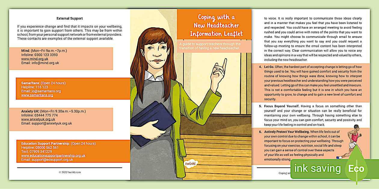 Coping with a New Headteacher Information Leaflet - Twinkl