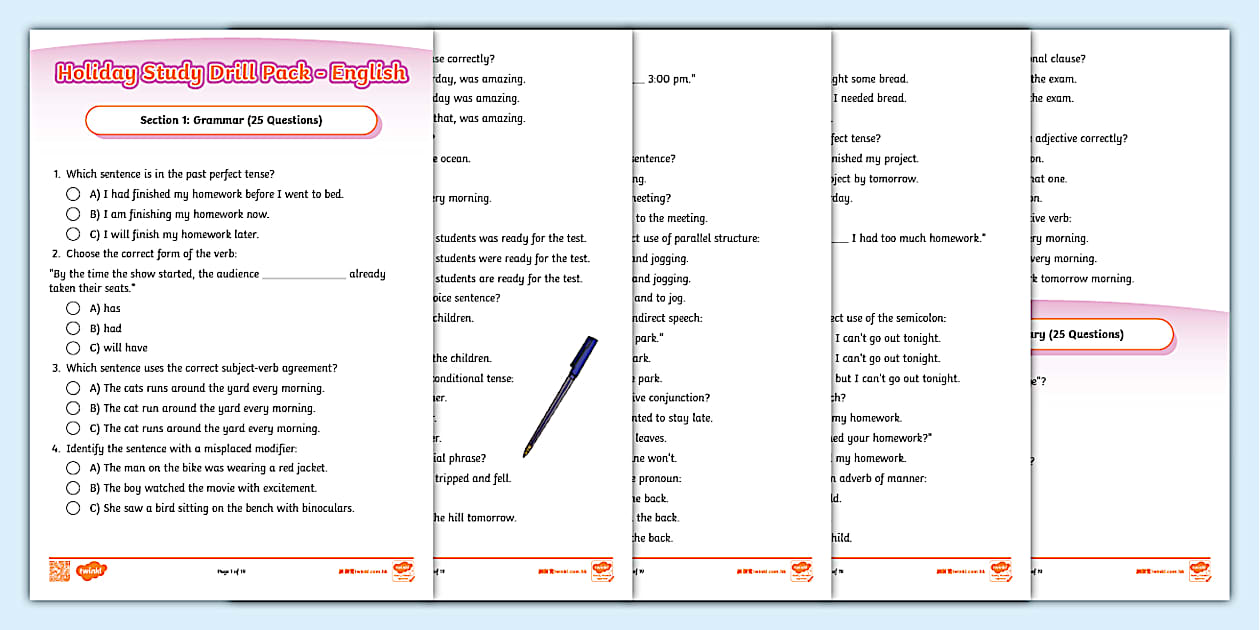 Holiday English Drill (teacher made) - Twinkl