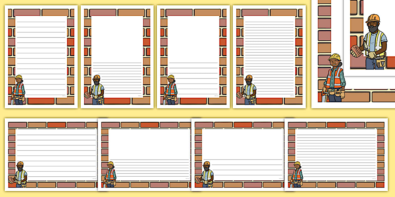 Builder Brick Wall Page Borders (teacher made) - Twinkl