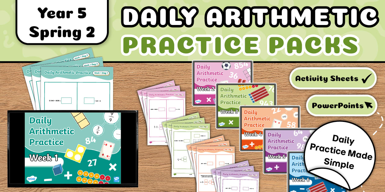👉 Year 5 Spring 2 Daily Arithmetic Practice Pack - Twinkl