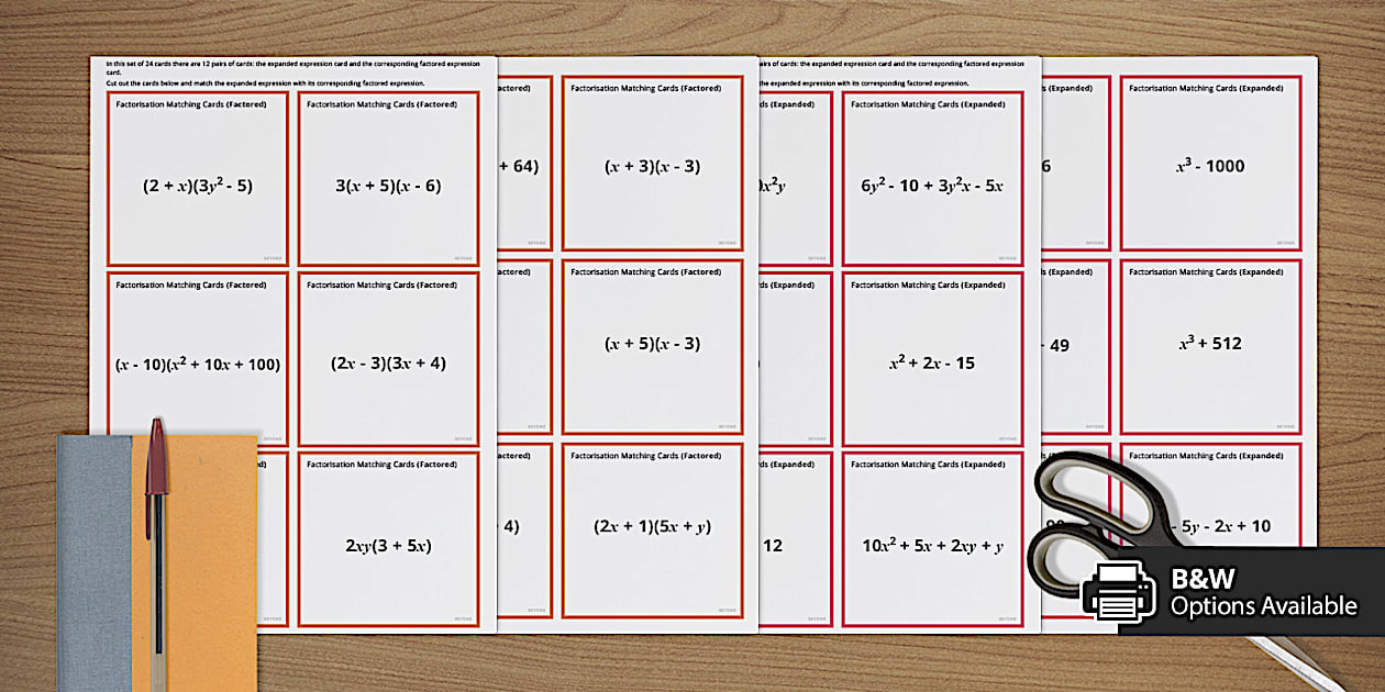 Factorisation Matching Cards (teacher made) - Twinkl