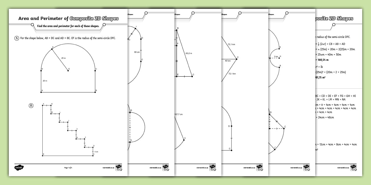 Area and Perimeter of Composite 2D Shapes - Activity Sheet