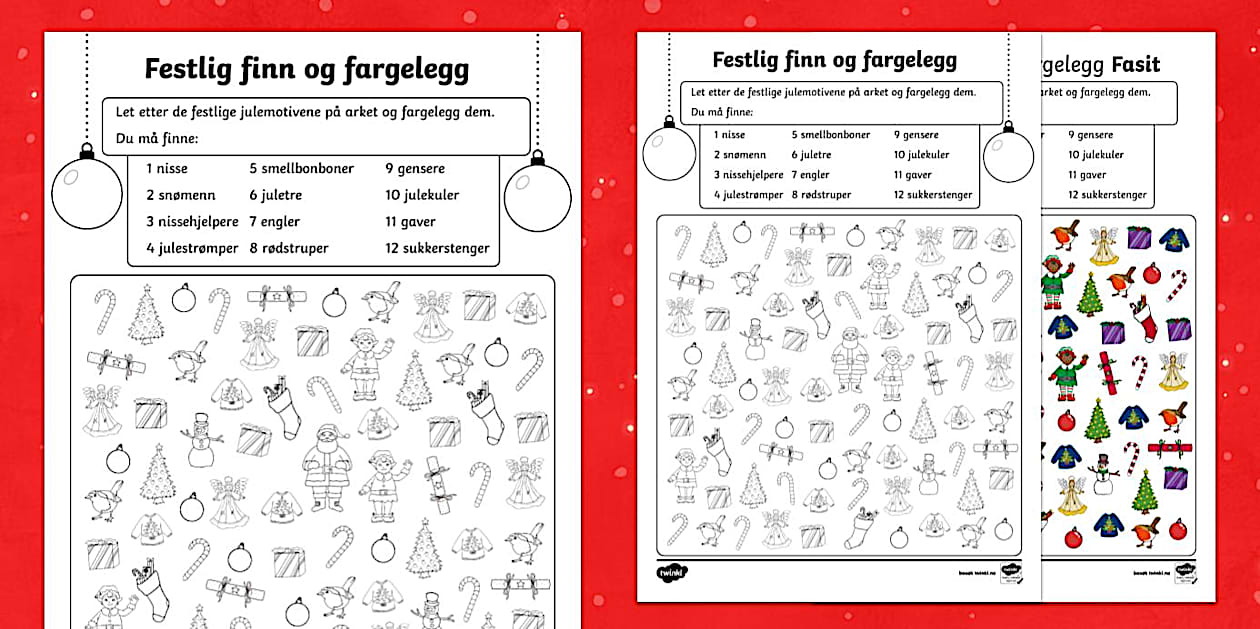 Festlig julemotiv fargelegging (teacher made) - Twinkl