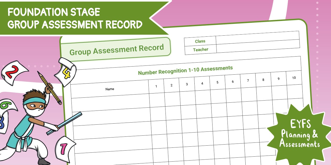 NI EYFS FS Number Recognition 1-10 Group Assessment Record