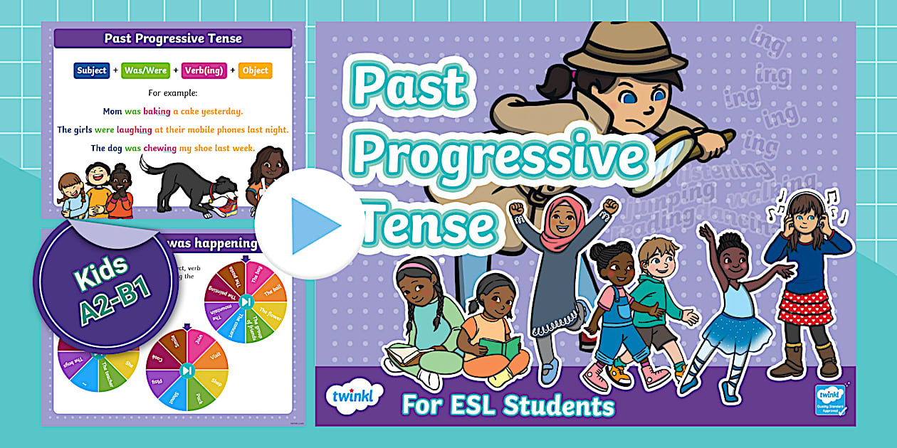 ESL Past Progressive PPT [Kids, A2-B1] (teacher made)