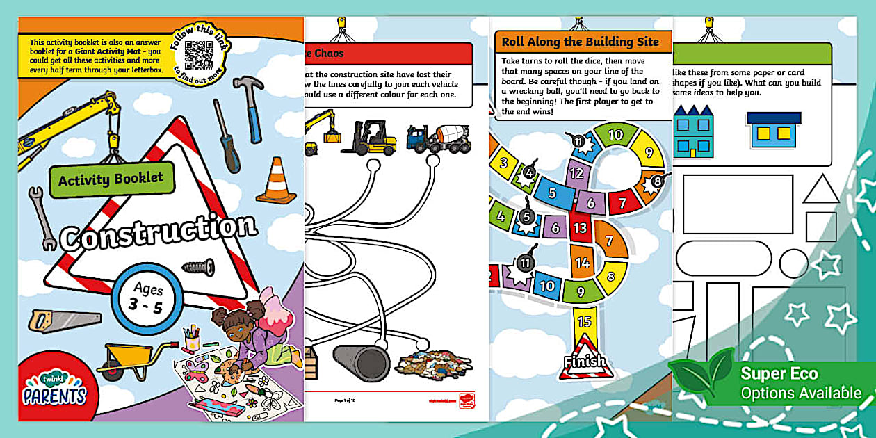 Construction Activity Booklet (Ages 3 - 5) (teacher made)