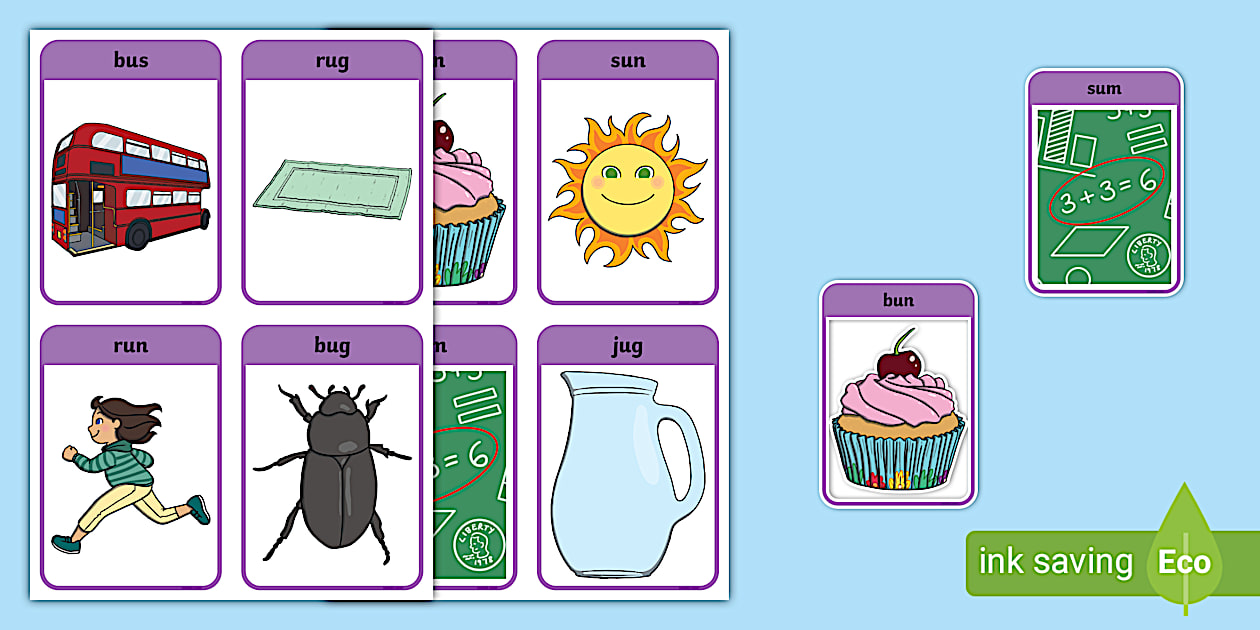 CVC ‘u’ Words Cards – Phase 2 – Phonics Resource