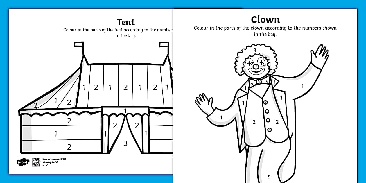 Circus Color by Number (Teacher-Made) - Twinkl