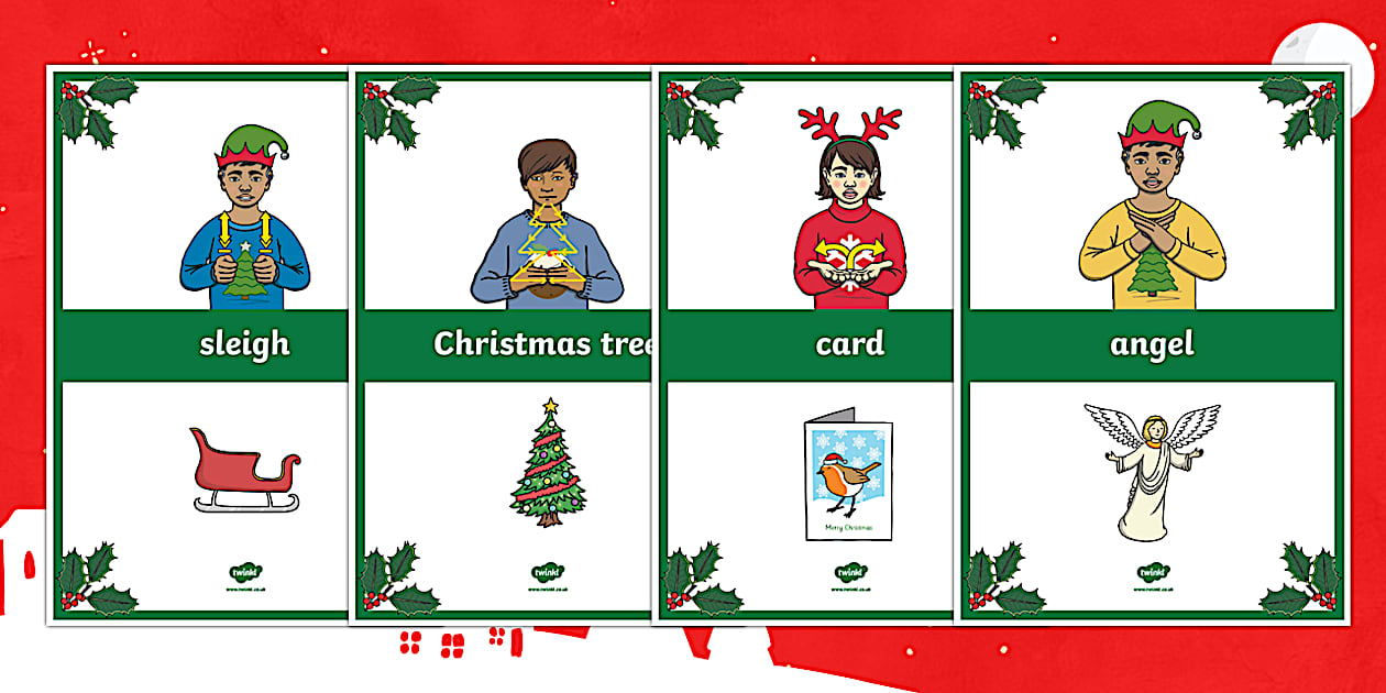 BSL Christmas Signs Display Posters - Twinkl