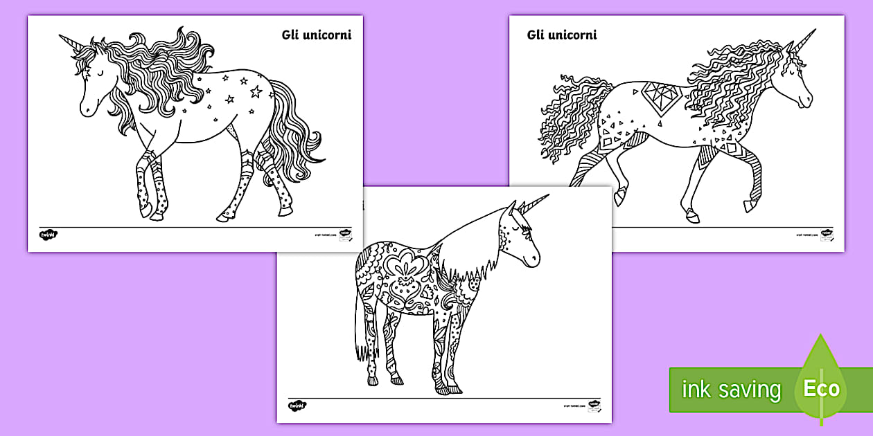 Gli unicorni Fogli da colorare (teacher made) - Twinkl