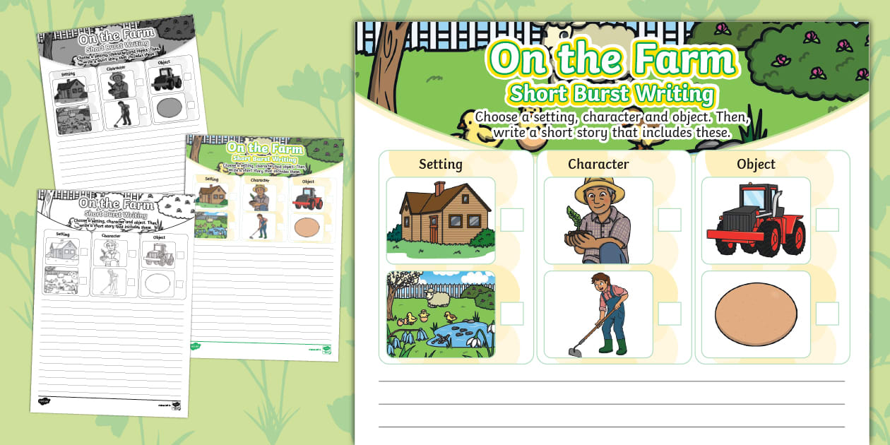 * NEW * On the Farm Short Burst Writing Template - Twinkl