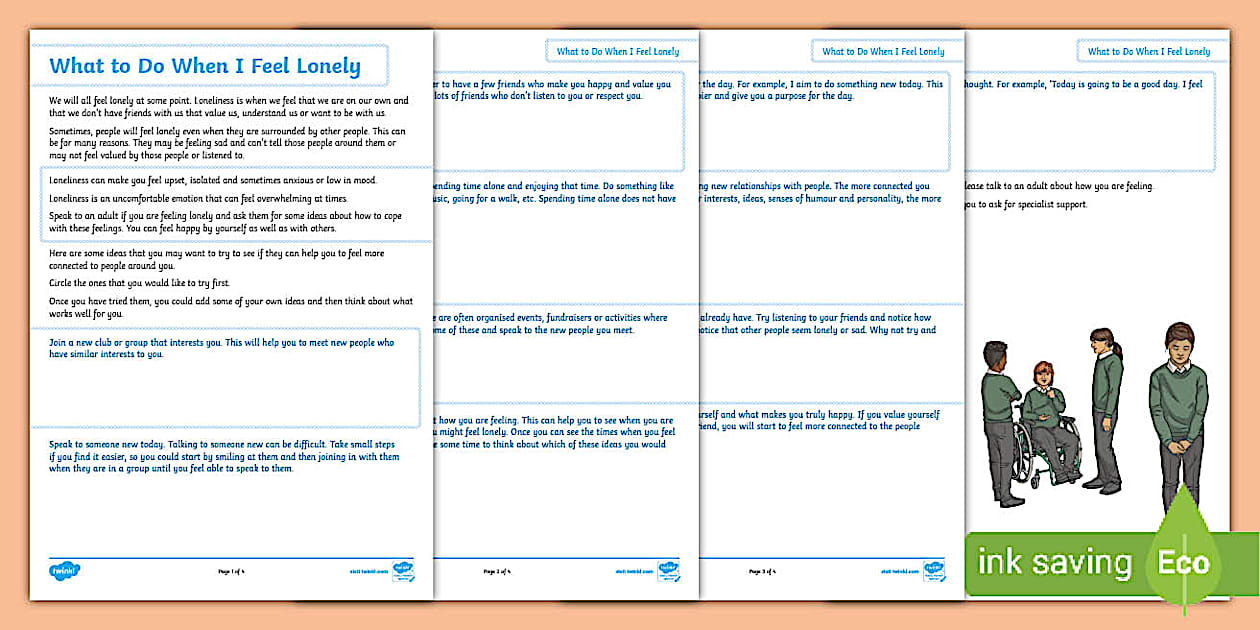 What to Do When I Feel Lonely KS2 Activity (teacher made)
