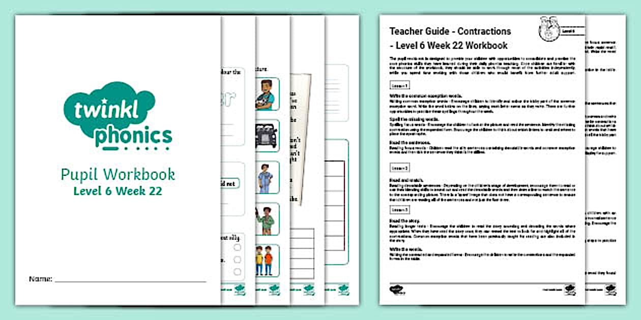 Contractions Level 6 Week 22 Phonics Workbook – KS1 Resource