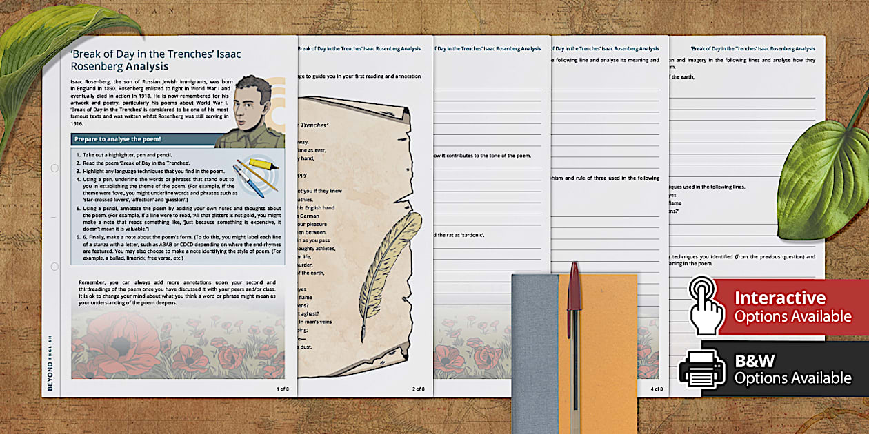 'Break of Day in the Trenches' Isaac Rosenberg Analysis