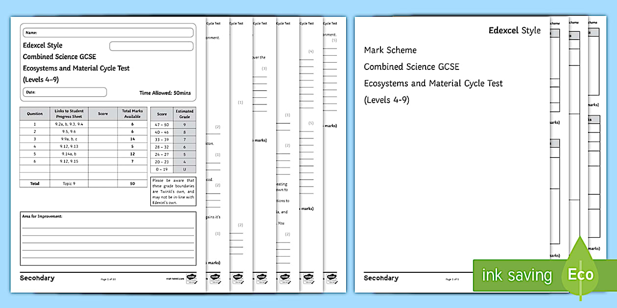 Edexcel Style Biology Combined Science Specimen Paper: Ecosystems and ...