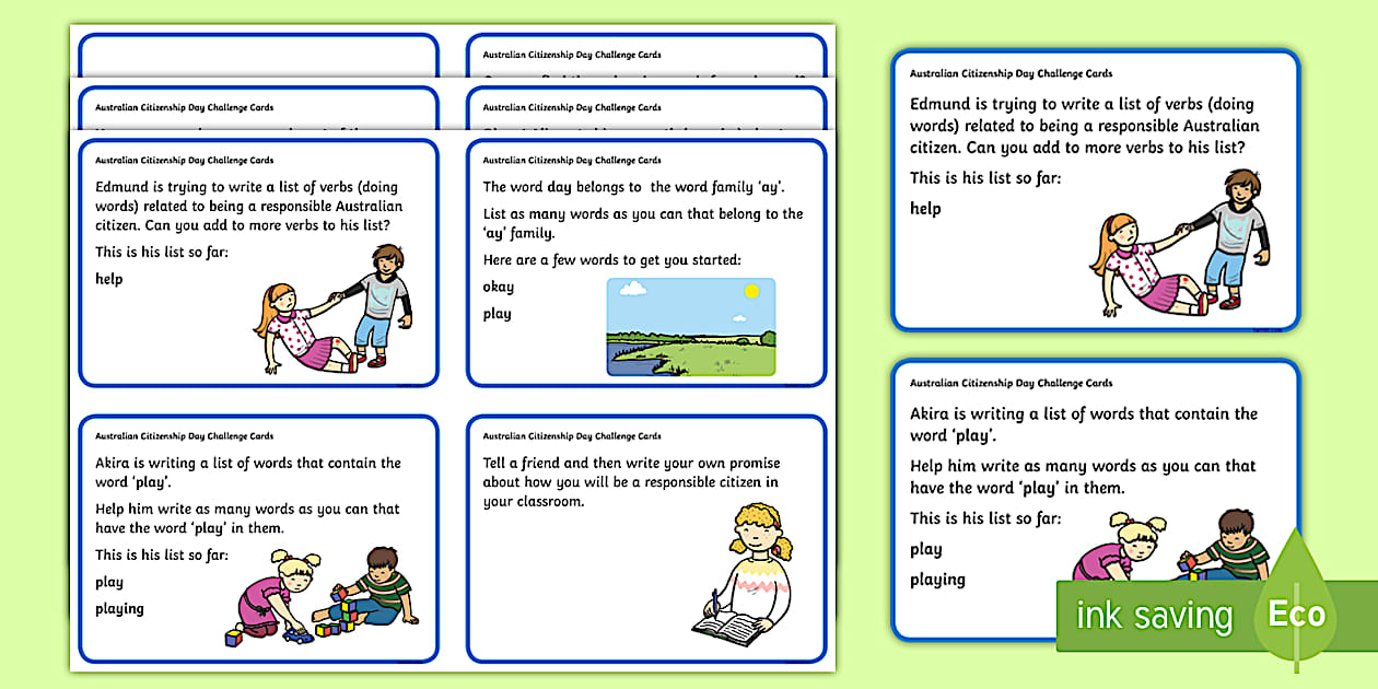 F-2 Australian Citizenship Day Literacy Challenge Cards