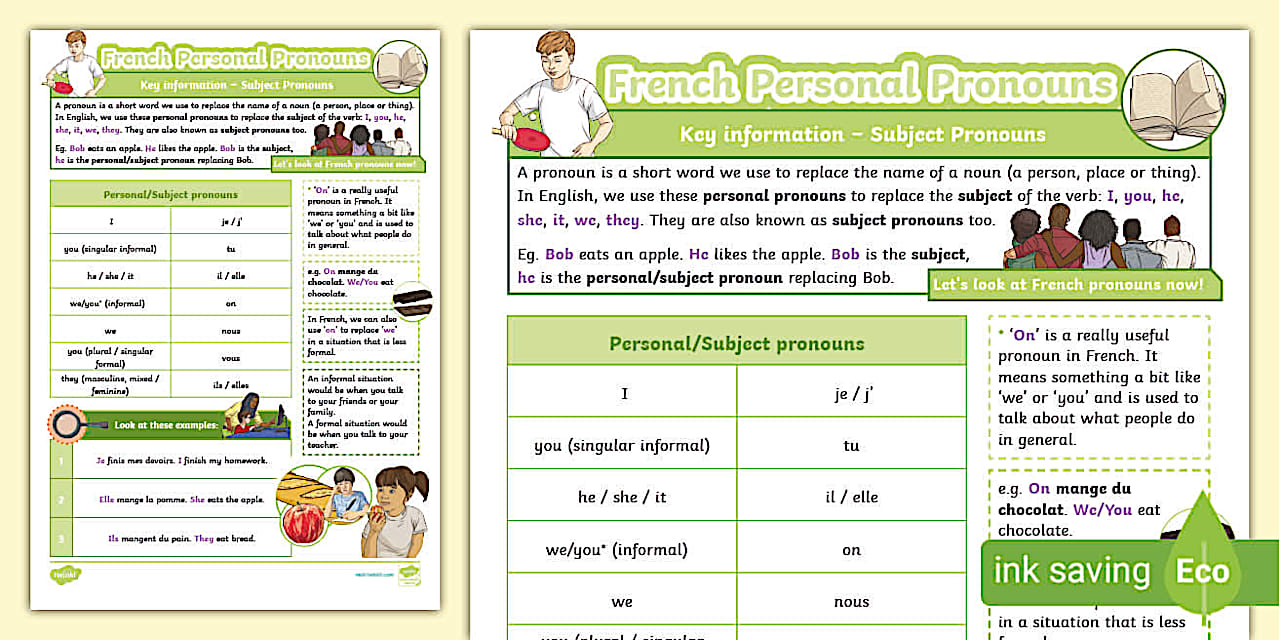 👉 French Pronouns Worksheet - French Personal Pronouns