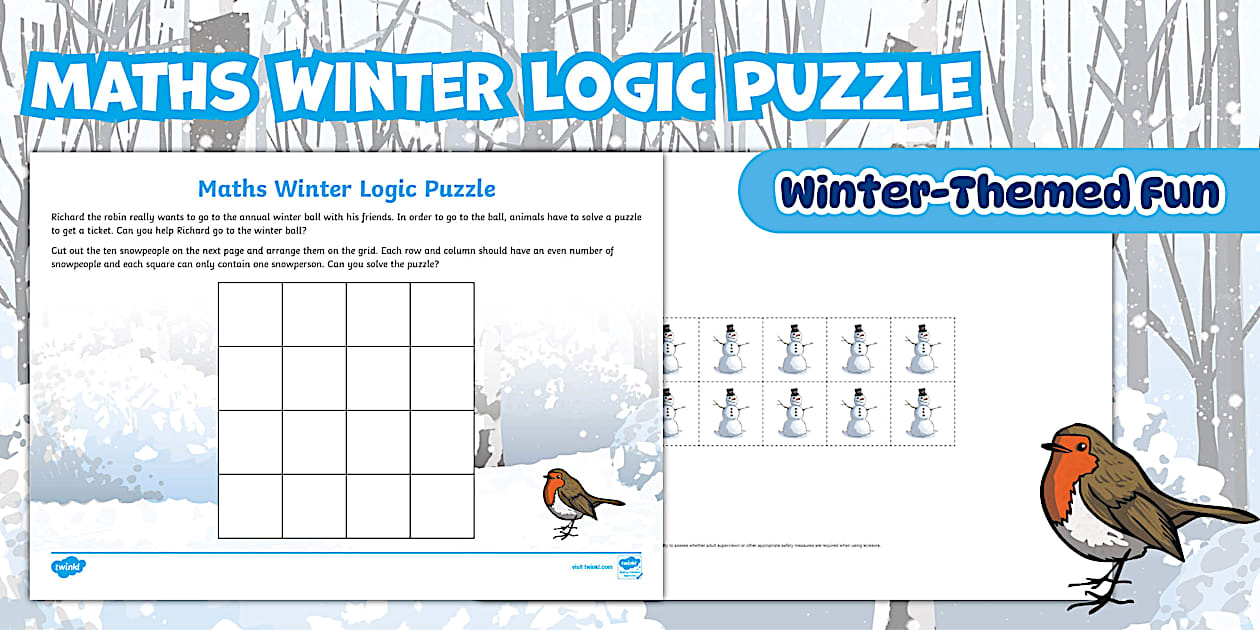 Maths Winter Logic Puzzle - KS2 - Twinkl