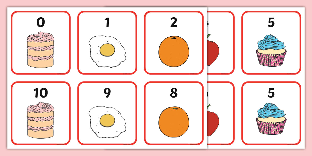 Number Bonds to 10 Matching Cards (Food) - Twinkl