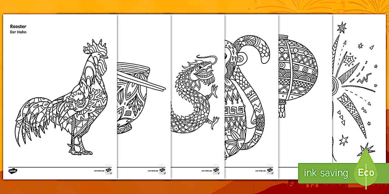 Chinese New Year Mindfulness Colouring Pages English/German