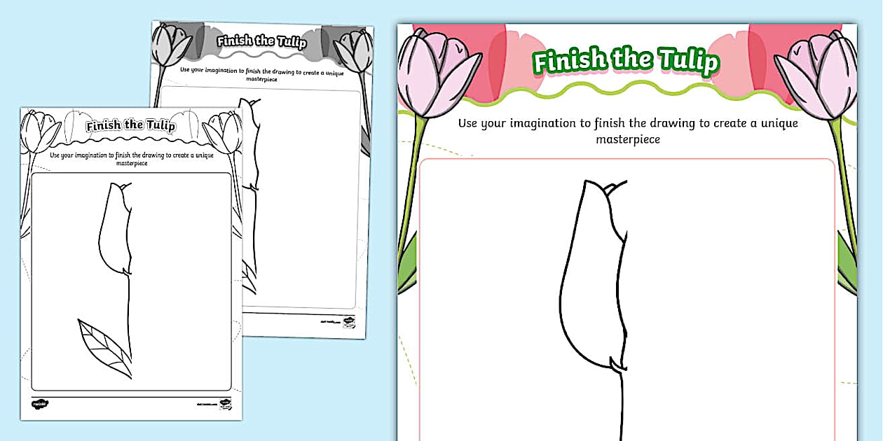 Finish the Tulip Picture Worksheet (Hecho por educadores)