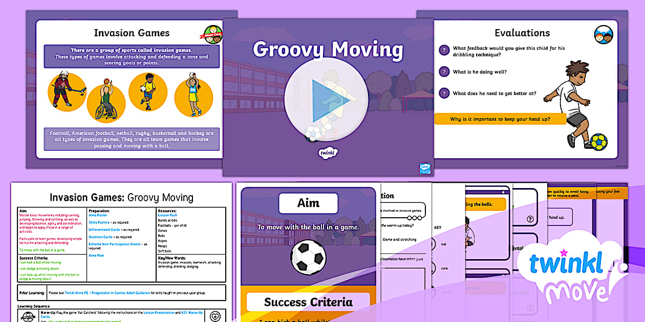 👉 Twinkl Move PE - Year 2 Invasion Games Lesson 1 - Groovy Moving